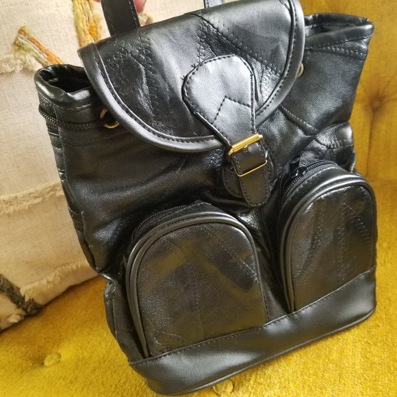 Vintage | Bags | Vintage Mini Backpack In Black Leather | Poshmark